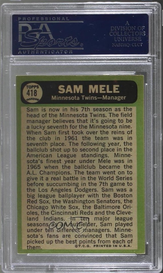 1967 Topps Sam Mele #418 PSA 7 | eBay