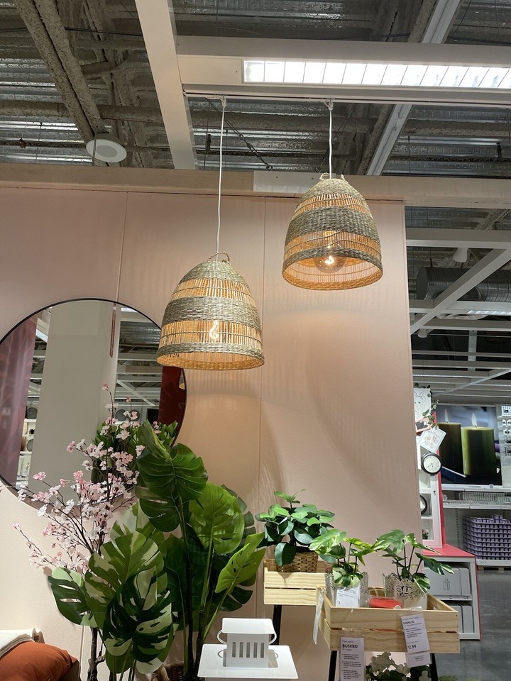 IKEA TORARED Pendant lamp shade, seagrass/outdoor handmade 14" BRAND ...