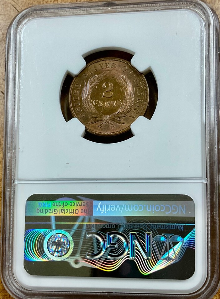 1864 "Small Motto" Variety Two Cent Piece 2C - NGC Uncirculated Details ...