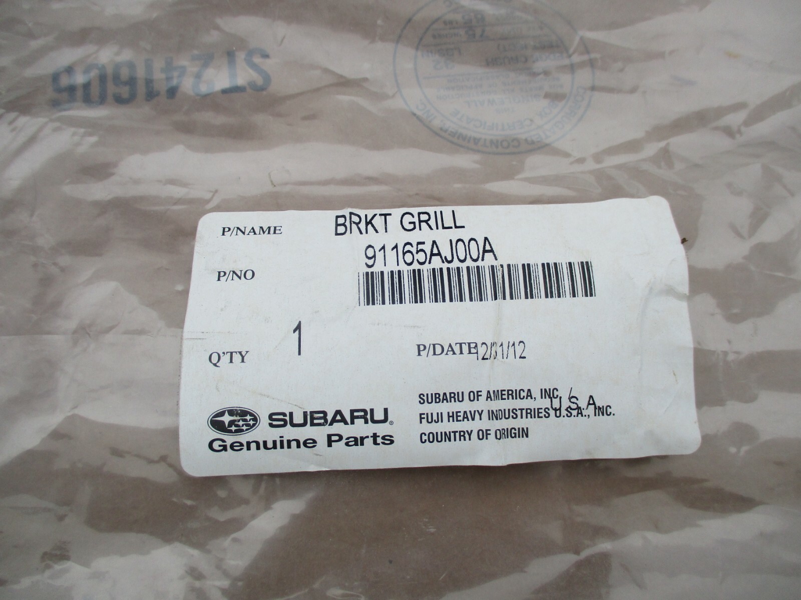 2010 2011 2012 2013 14 SUBARU LEGACY FRONT BUMPER GRILLE BRACKET OEM ...