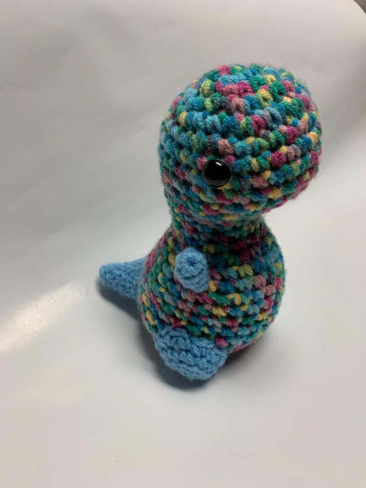 Handmade Crochet Multi-Color Dinosaur Stuff Animal H 7" X W 4.5" New | eBay