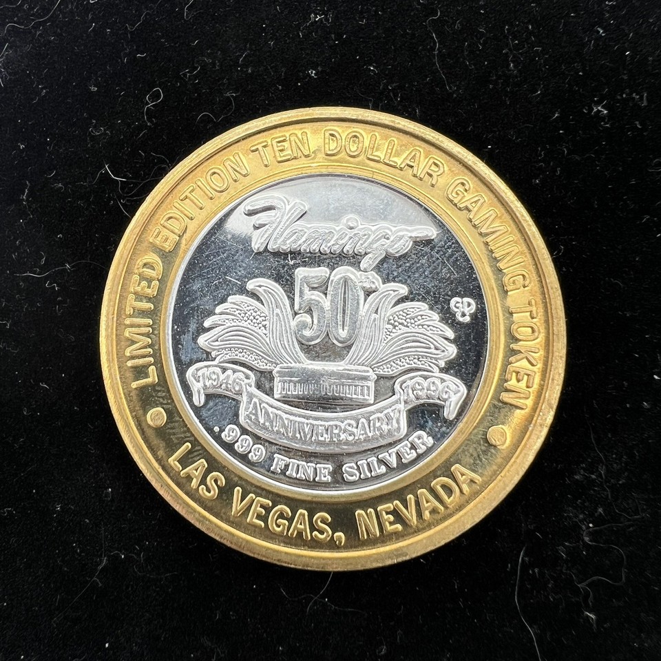 Flamingo Hilton Ten Dollar Casino Gaming Token Coin .999 Fine Silver 37 ...