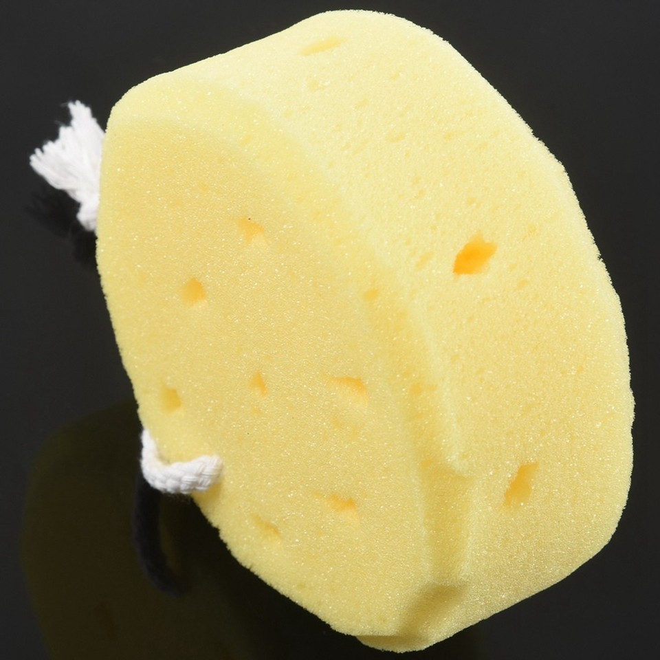 4X Yellow Round Bath Body Shower Soft Sponge W Hanging Loop M7J29899 ...