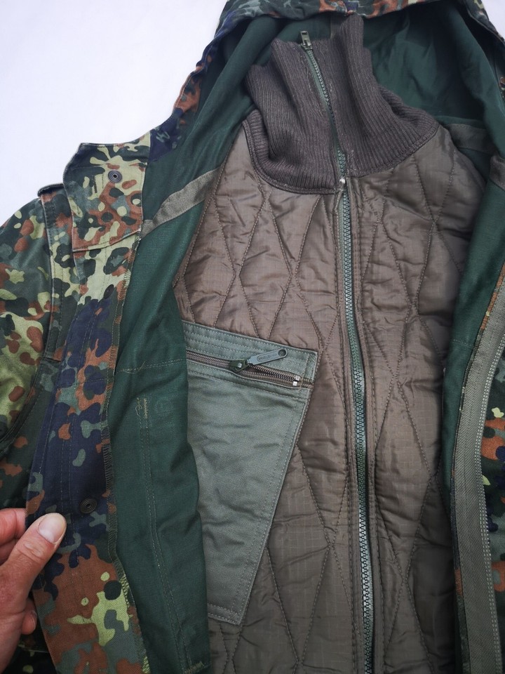 Original German Parka Army Military Hooded Jacket Field Flecktarn Camo ...