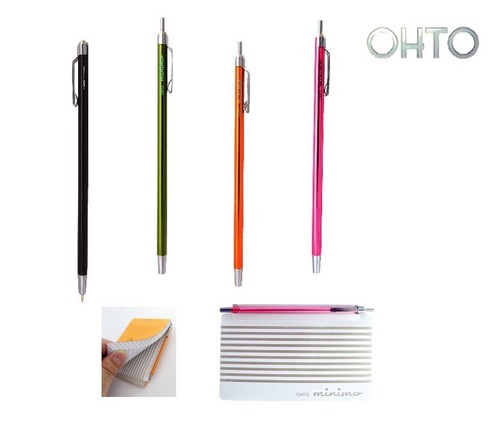 OHTO minimo Slim Short Ballpoint Pen 0.5mm Black Ink Choose from 4 Body ...
