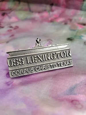 USS LEXINGTON SILVER TONED SCRIPT Dou Le POST CLUTCH BACK LAPEL PIN | eBay