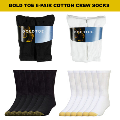 Gold Toe Men's 6 Pack Cotton Athletic Crew Socks | eBay
