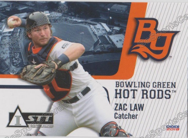 2018 Bowling Green Hot Rods Zac Law RC Rookie Tampa Bay Rays Minor | eBay