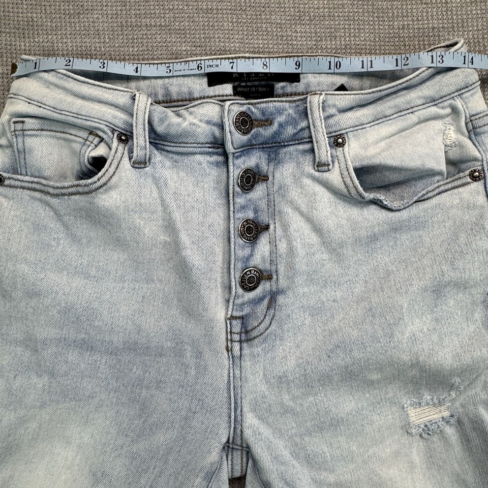 Risen Womens Sz 7 Light Wash Distressed High-Rise Skinny Jeans Button ...