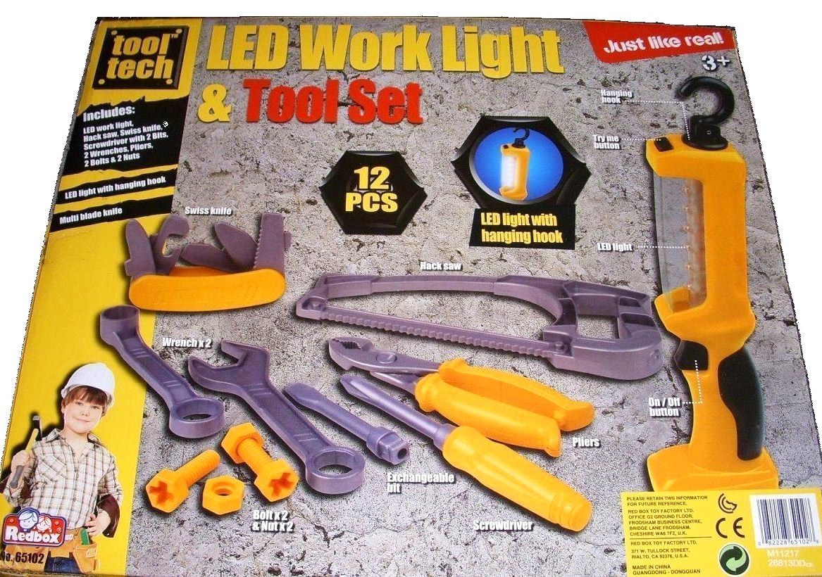 TOOL TECH LED WORK LIGHT 12 Pc Set Fun Play Child Boy 3 KIDS TOY ...