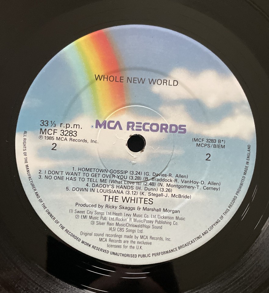 The Whites - Whole New World vinyl album record LP 1985 EX / EX ...