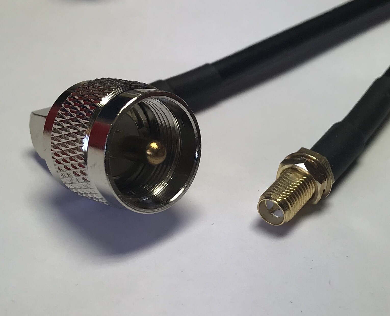 UHF PL-259 Male Angle to RP-SMA Female RG58 Coax Pick Length USA Fast Ship
