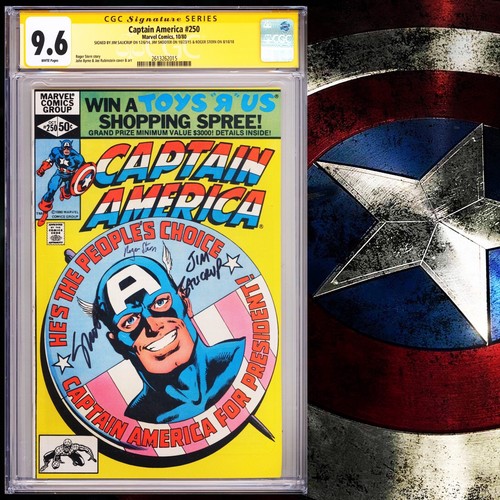 CGC 9.6 SS Captain America #250 signed Jim Shooter, Roger Stern & Jim ...