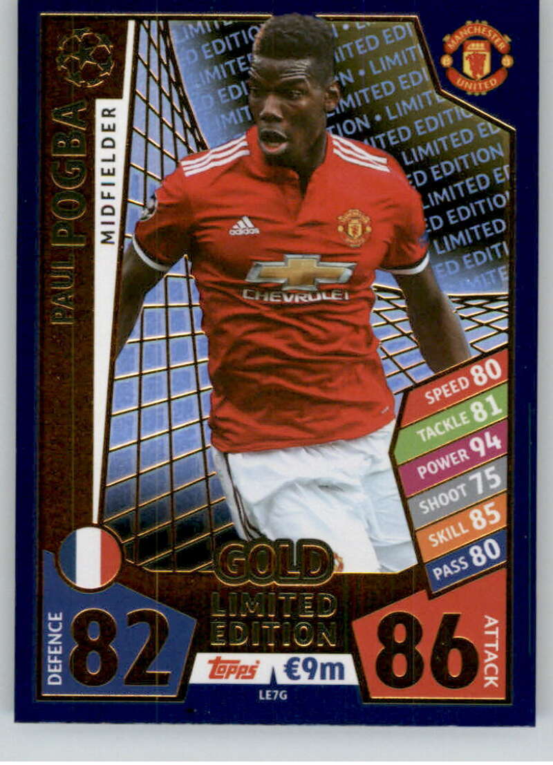 2017-18 Topps UEFA Match Attax Limited Edition Gold #LE7G Paul Pogba ...