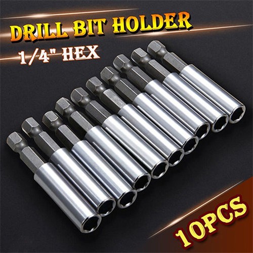 10PCS Bit Holder Set 1/4" Hex Extension Bar for Screwdriver Impact ...