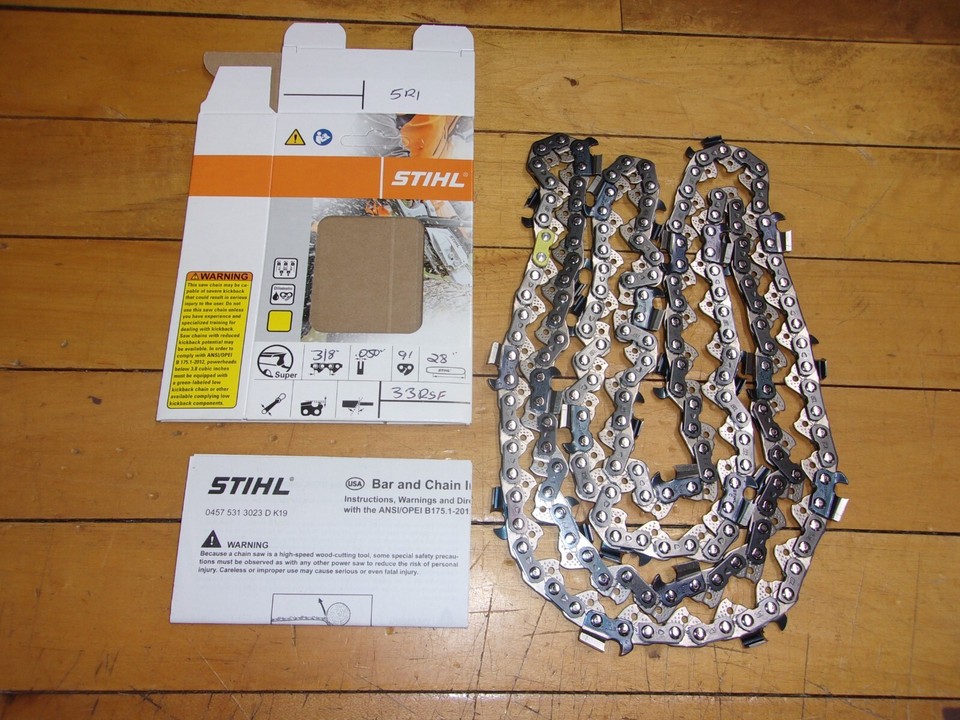 Stihl 28" Full Chisel "Skip Tooth" Chain OEM 3/8" .050" 91 DL 33RSF #GM ...