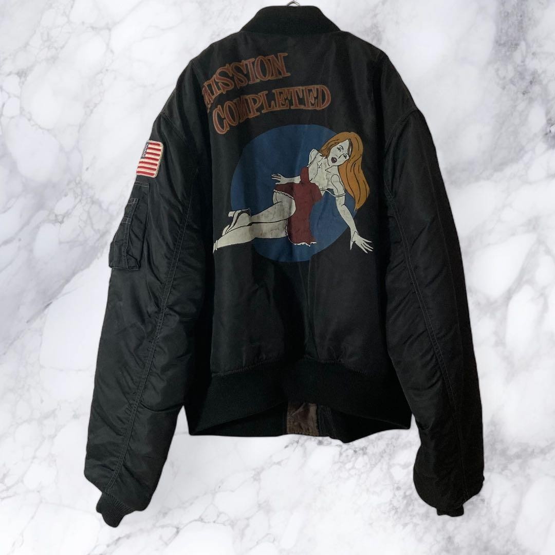 Avirex MA-1 Pinup Girl Bomber Jacket Black Stars & St… - Gem