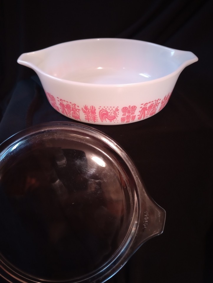 Pyrex Casserole Dish Pink Butterprint With Lid 471 1pt | eBay