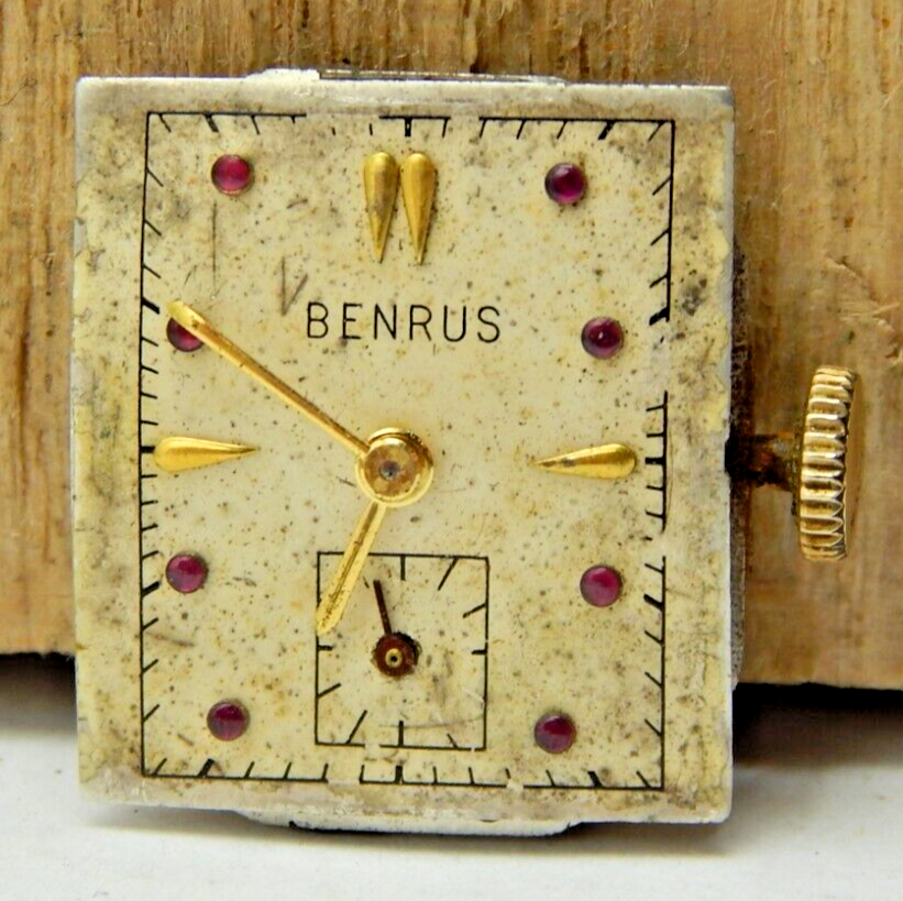 Vintage Benrus B01 17 jewel wrist watch movement with dial crown and ...