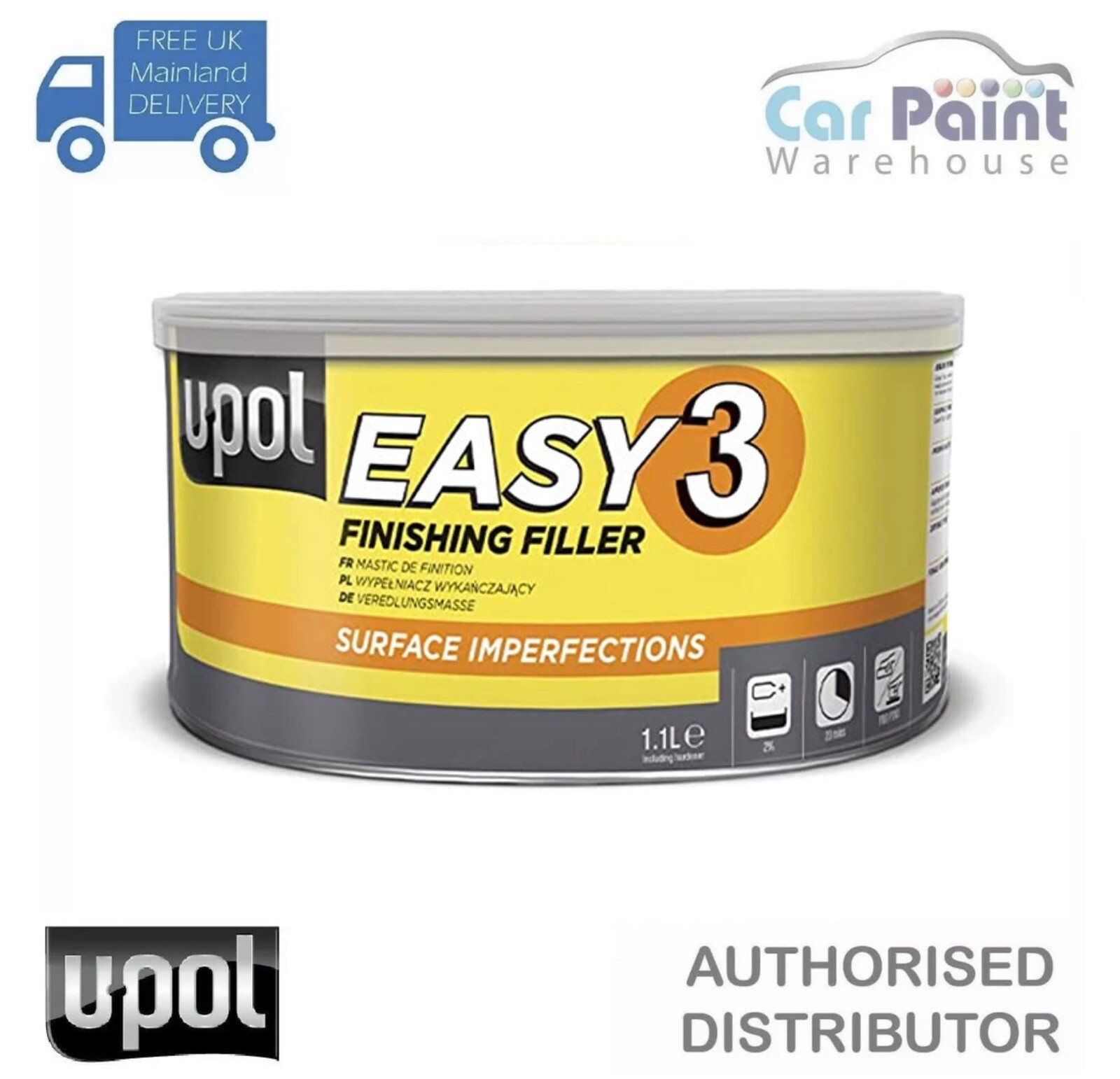 U-POL EASY 3 Top Stop Gold Easy Sand Stopper Fine Filler 1.1L UPOL ...