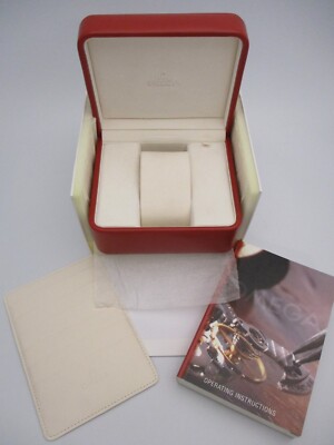 OMEGA Red Gift Presentation Watch Box White Cards Wallet & Instructions Book | eBay