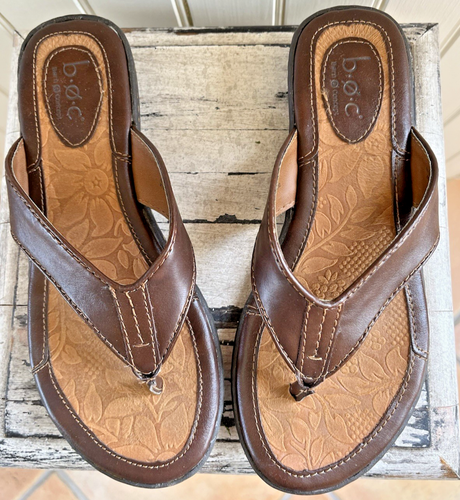 BOC Women’s Flip Flop Brown Faux Leather Thong Sandals Size 6 | eBay