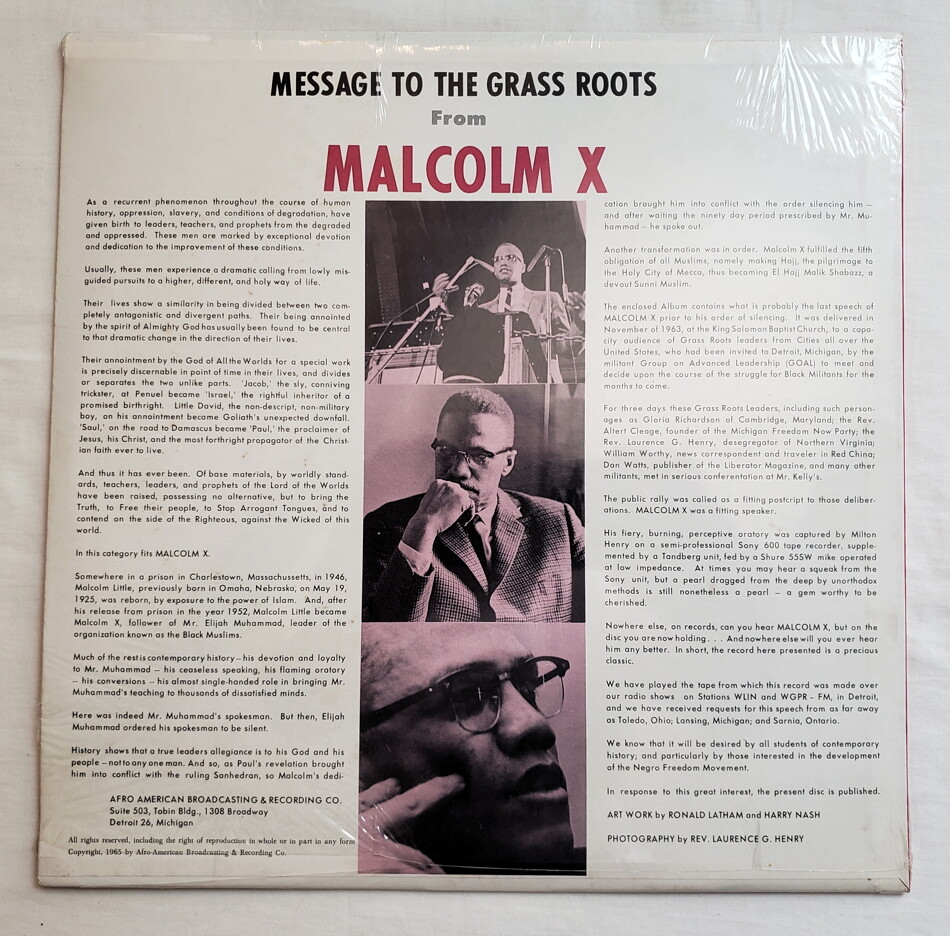 **SEALED** Malcolm X - Message To The Grass Roots - 1965 - LP - OG Afro ...