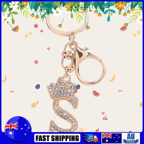 Rhinestone Studded Alphabet S Keychain with Crown for Gifts Purse ...