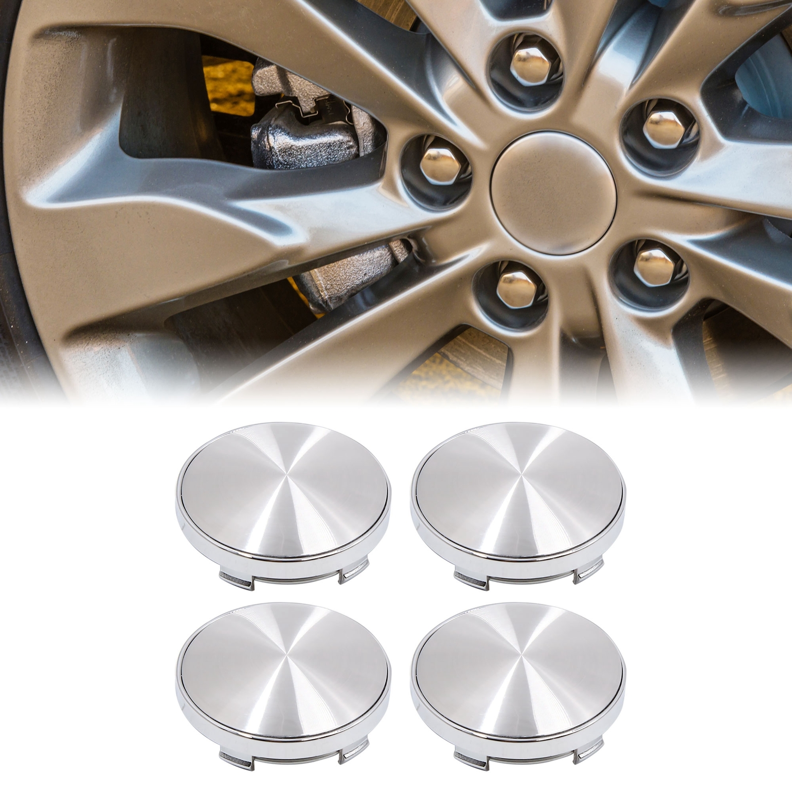 Universal 60mm 5 Lugs Car Tyre Wheel Center Hub Caps Cover Silver Tone ...