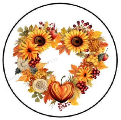 FALL AUTUMN HEART WREATH ENVELOPE SEALS LABELS STICKERS PARTY FAVORS | eBay