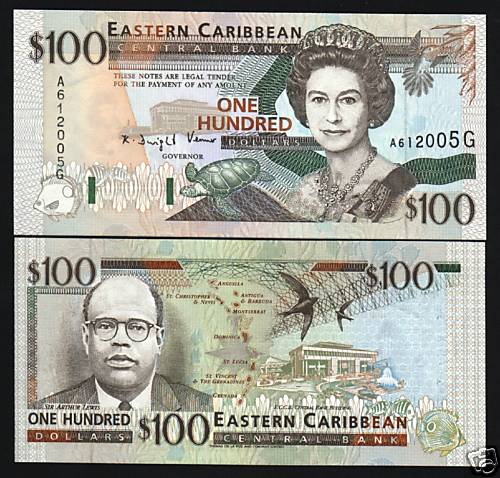 EAST CARIBBEAN STATES GRENADA 100 DOLLARS P-35 G 1994 QUEEN TURTLE UNC ...