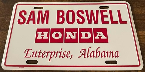 Sam Boswell Honda Dealership Booster License Plate Enterprise Alabama ...