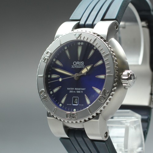 [Near MINT w/ Box] Oris Divers 7533 44mm Blue Dial Date Automatic Men's ...