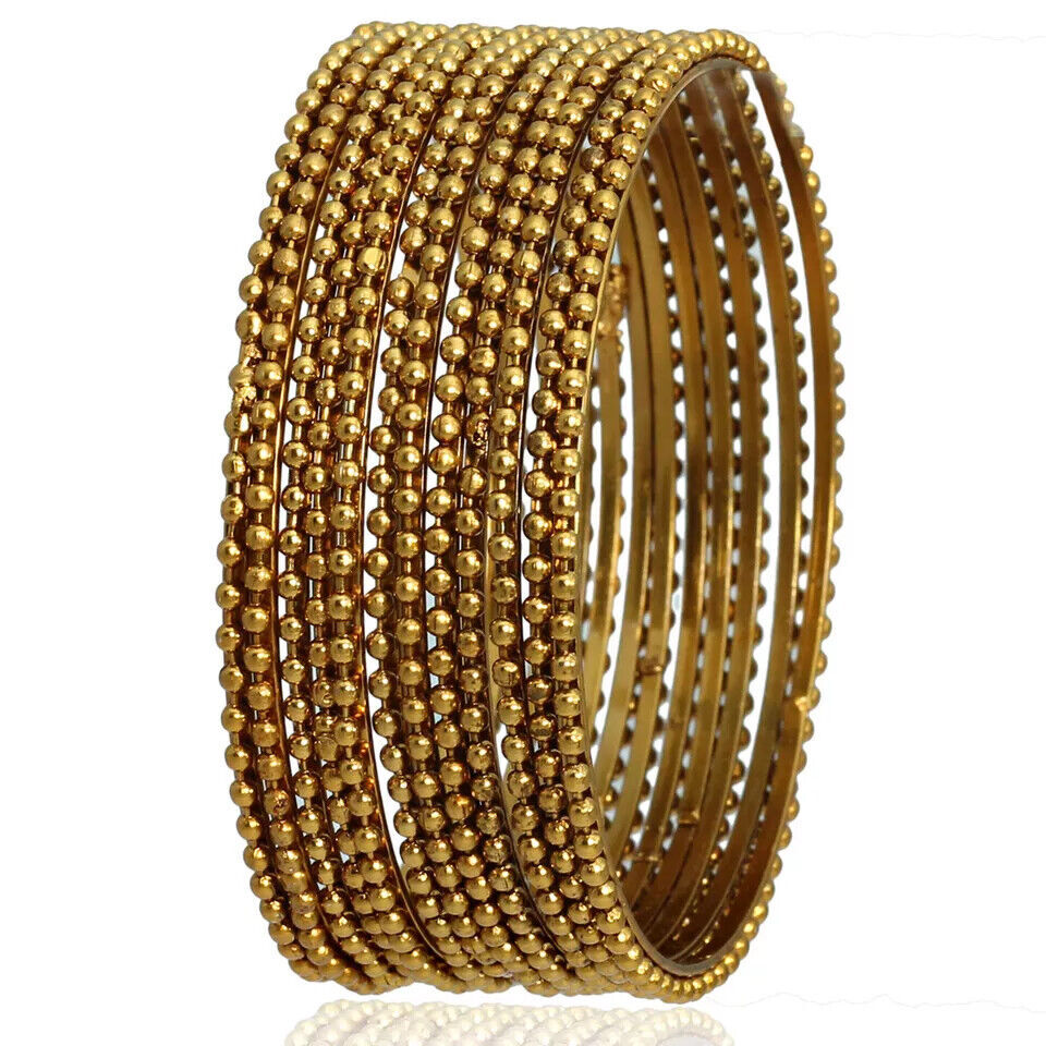 Bollywood Indian Gold Tone Metal Bracelet Pearl Bangles Churi Gift ...