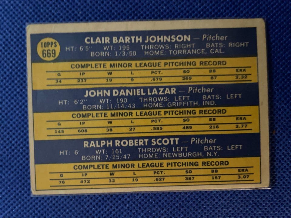 1970 TOPPS # 669 WHITE SOX ROOKIE STARS JOHNSON,LAZAR,SCOTT | eBay