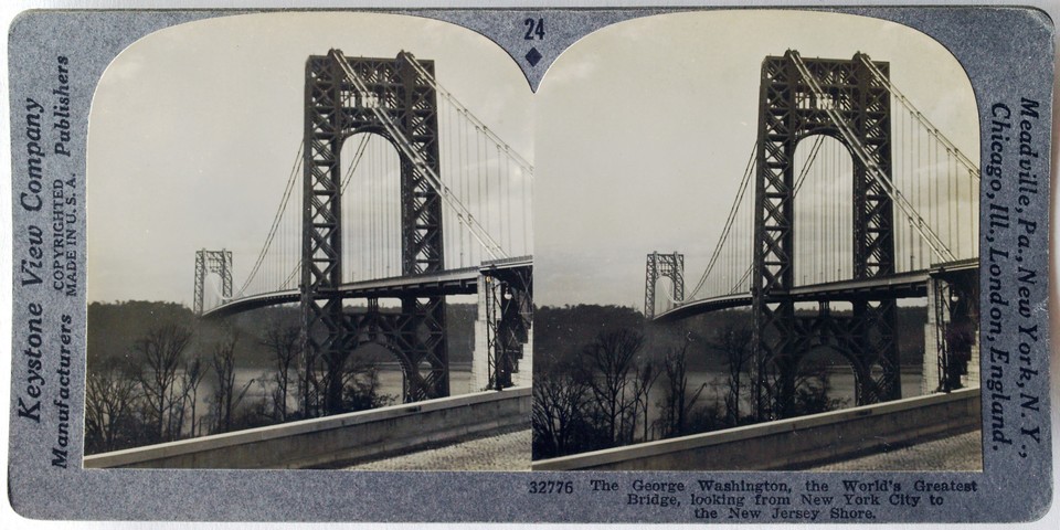 Keystone Stereoview George Washington Bridge, NY to NJ 600/1200 Card ...