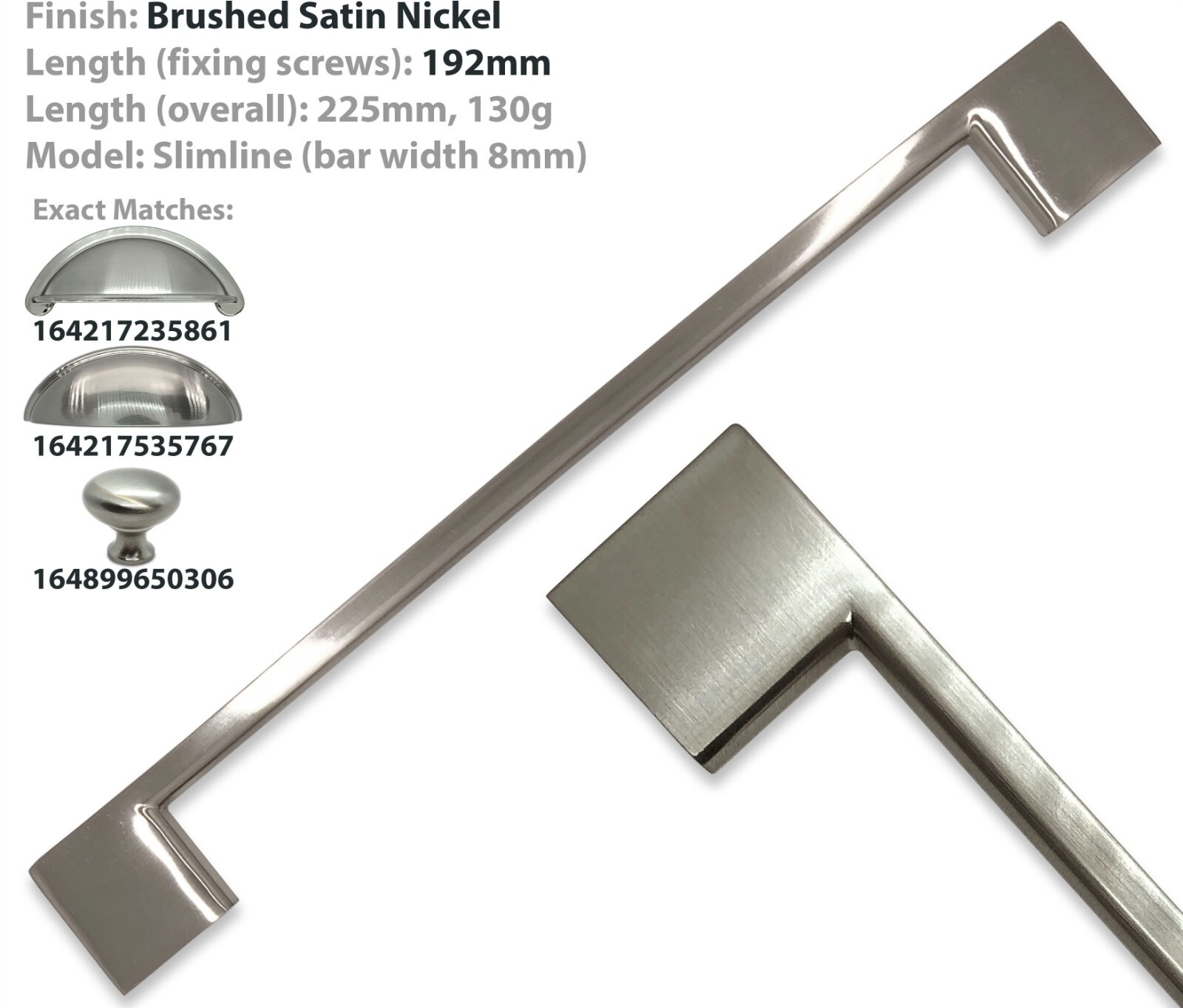 Long bar handle sets, to match knobs cup handles, cupboard cabinet ...