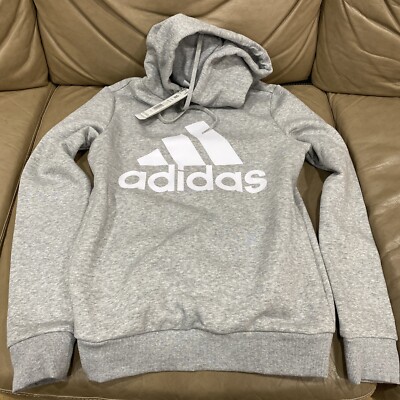 Adidas Essentials Logo Fleece Hoodie Grey Women's Size S (GL0719) | eBay