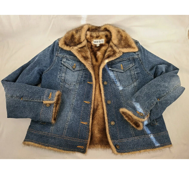 Vintage Marvin Richards Denim Jean Jacket Faux Fur Lined Vintage Marvin Richards Denim Jean Jacket Faux Fur Lined