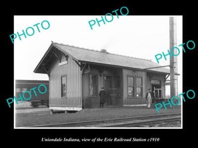OLD LARGE HISTORIC PHOTO OF UNIONDALE INDIANA THE ERIE RAILROAD STATION ...