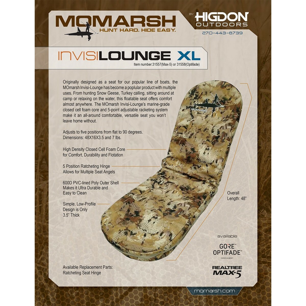 MOmarsh Invisi-Lounge XL Layout Blind Seat (31558) for sale online | eBay