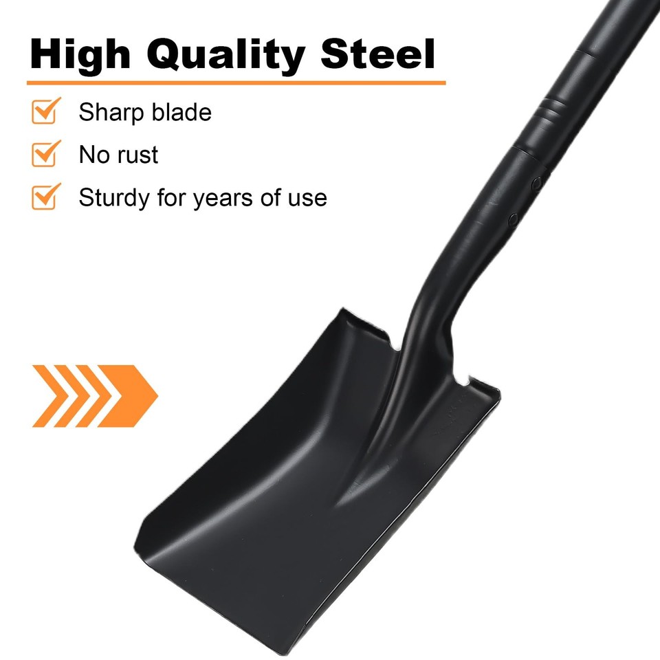 Small Square Shovel 43.3Inches Small Shovel with Metal Handle Garden ...