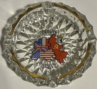 Vintage Berlin Germany Checkpoint Charlie Crystal Glass Ashtray 5.5 In ...