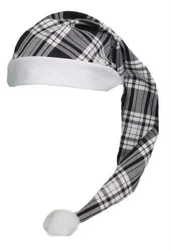 Adults White Erskine Festive Tartan Night Cap Scottish Wee Willy winky ...