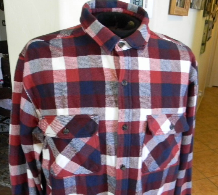 dip XL TALL HEAVY WEIGHT COTTON PLAID FLANNEL RED BLUE MEN'S BUTTON ...