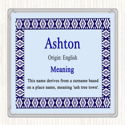 Ashton Name Meaning Drinks Mat Coaster Blue | eBay UK
