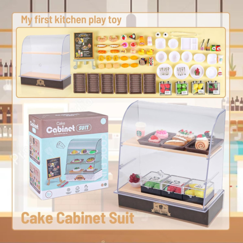 86 Pieces Miniature Bakery Case Cake Stand Display Cabinet with Food ...