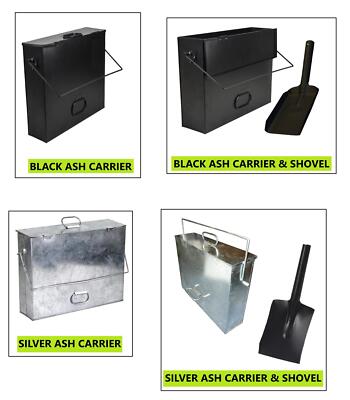 15L Ash Carrier Box Galv Metal Silver Hot Fireside Tidy Bucket Shovel ...