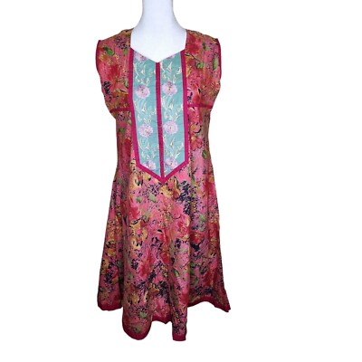 Vintage 90s Sleeveless Boho Sundress Womens Size XL Red Pink Floral ...