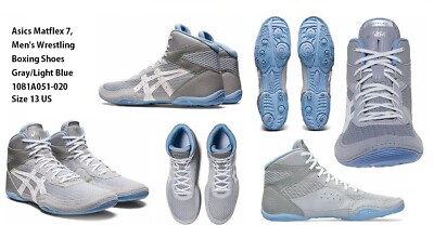 Men's Asics Matflex 7 Wrestling Shoes Gray/Light Blue Size 13 US | eBay